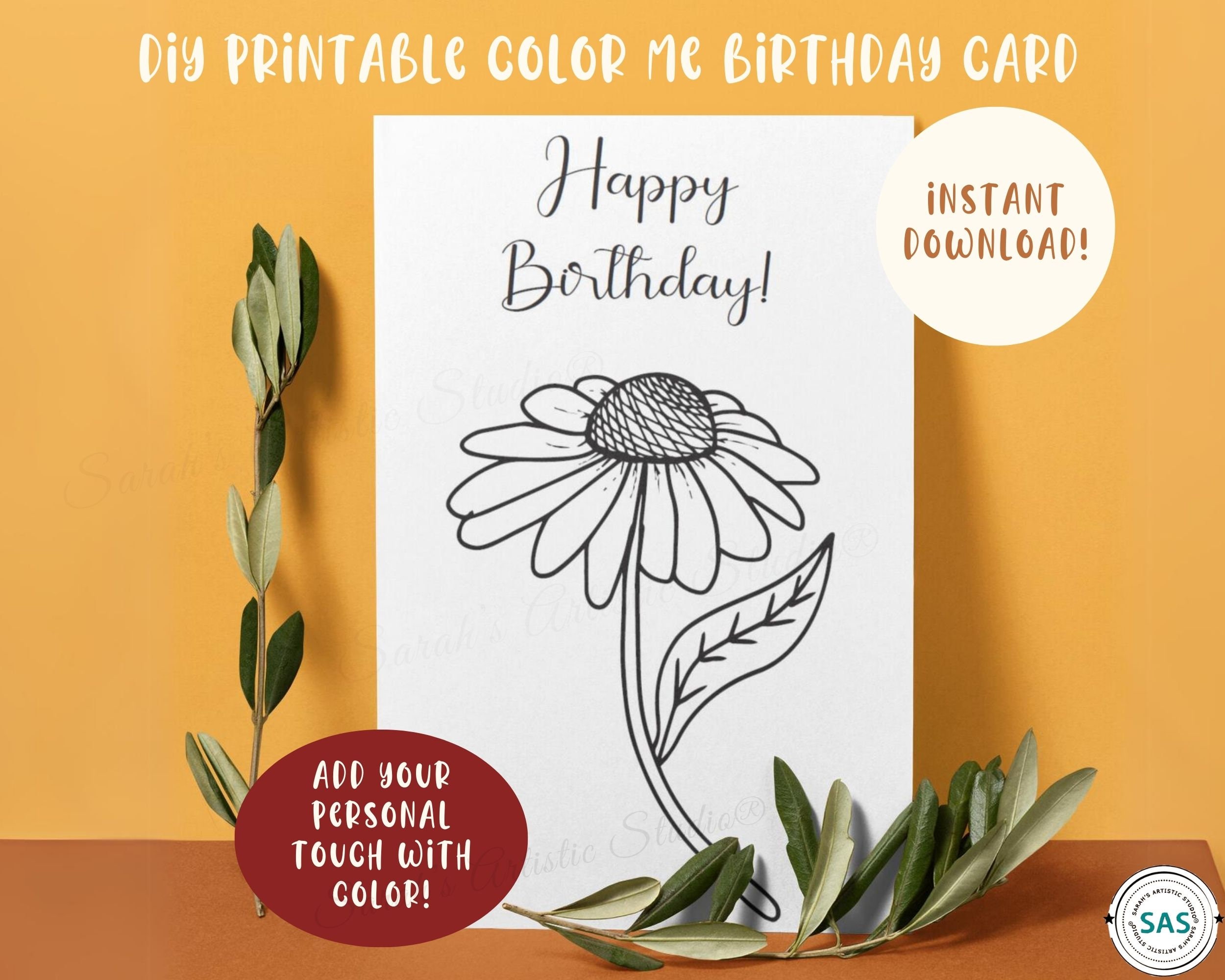 Printable Birthday Card - Daisy Flower - April Birth Month Flower ...