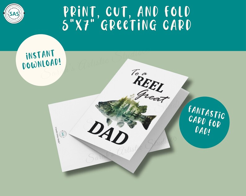 Printable Fathers Day Card for Dad, Reel Great Dad Fishing Card, Funny ...
