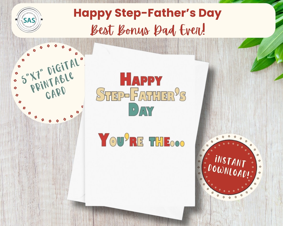 Fathers Day Card, Step Dad Fathers Day Card, Bonus Dad Card, Fathers ...