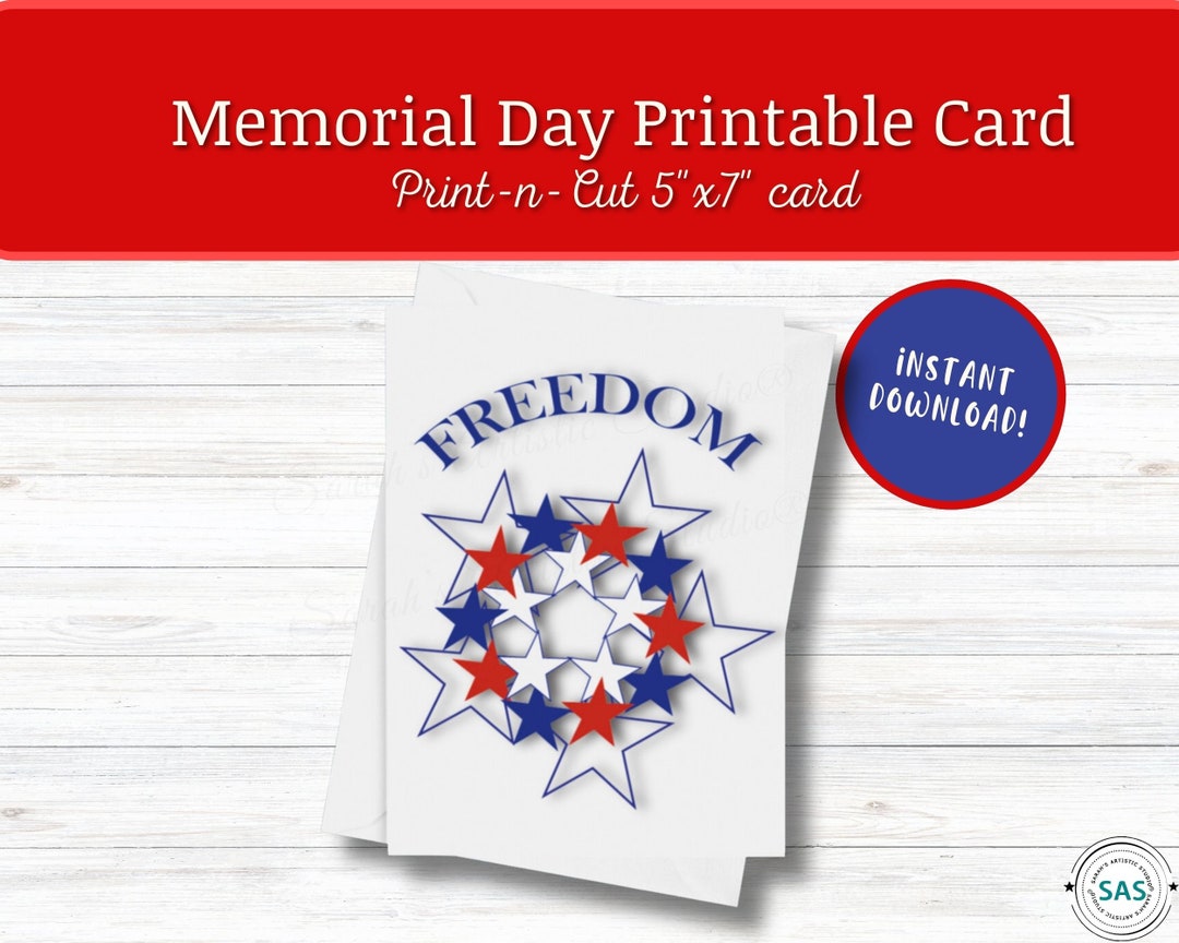 Memorial Day Printable Card, Freedom Appreciation Card, Thank You Red ...