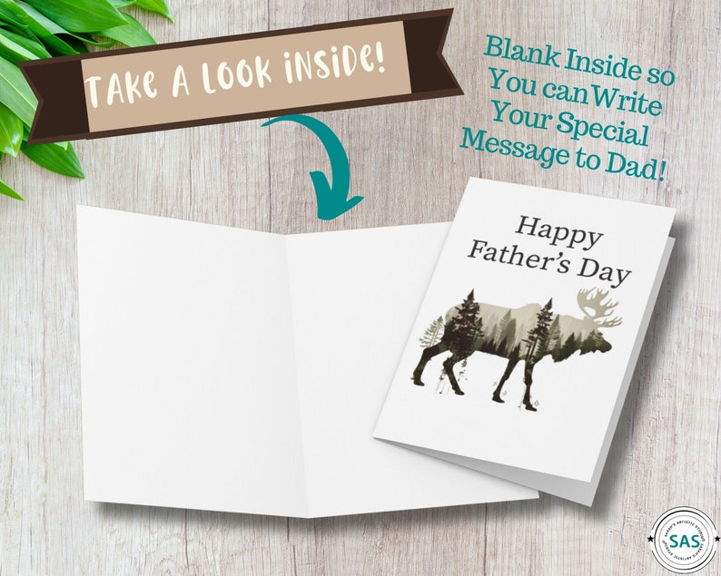 Printable Happy Father's Day Blank Elk Card, Watercolor Elk With ...