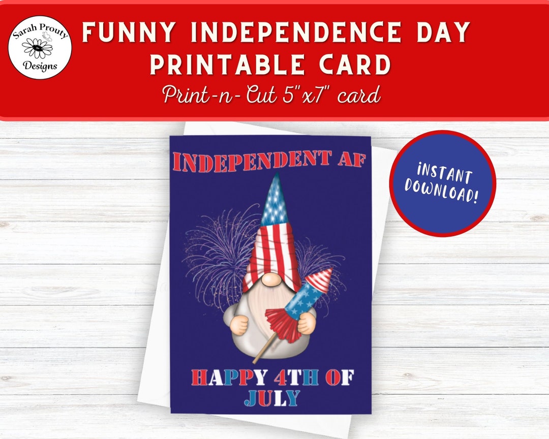 Independence Day, Printable Card, 4th of July, Red White and Blue ...