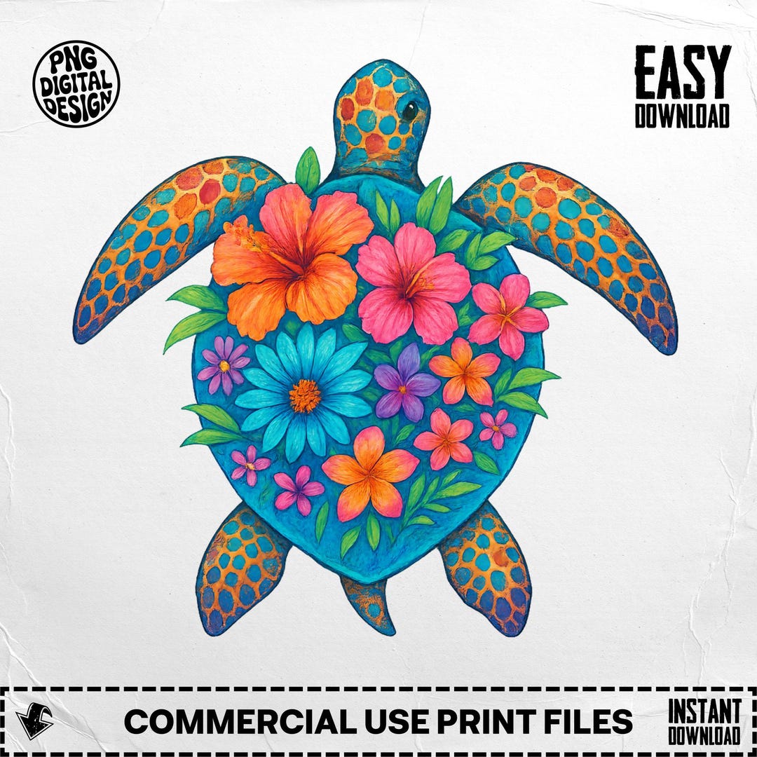 Floral Turtle Png, Turtle Clipart, Tropical Flowers Png, Hibiscus Png ...