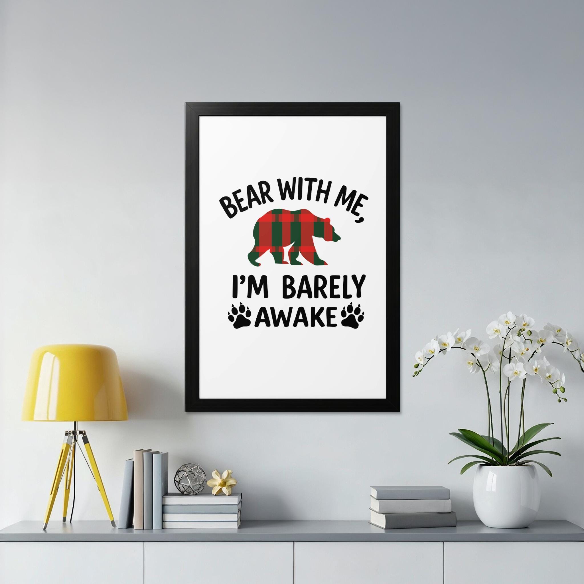 Bear With Me SVG, Barely Awake Png, Plaid Bear Clipart, Funny Png ...