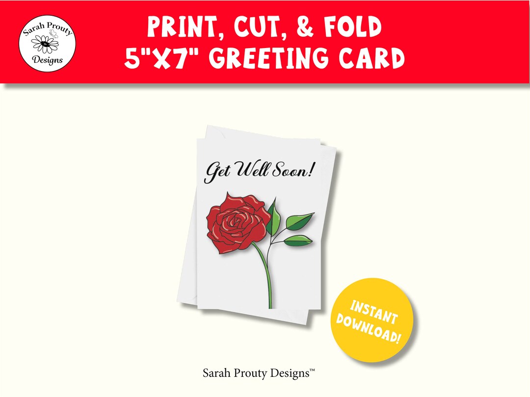 Get Well Card, Gift for Her,printable,rose,hand Drawn,greeting Card ...