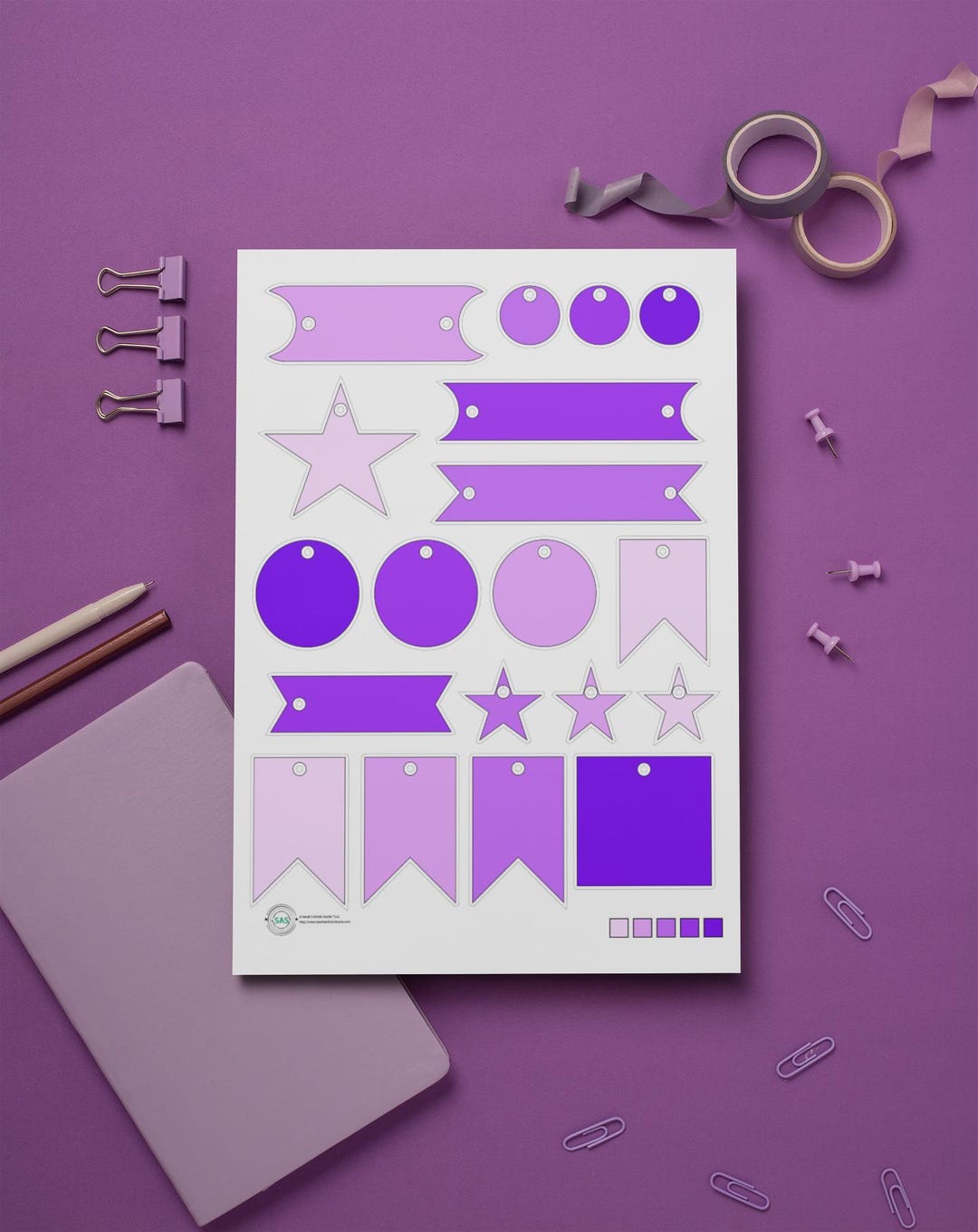 19pc Purple Printable Planner Stickers, Tags for Gifts, Instant ...