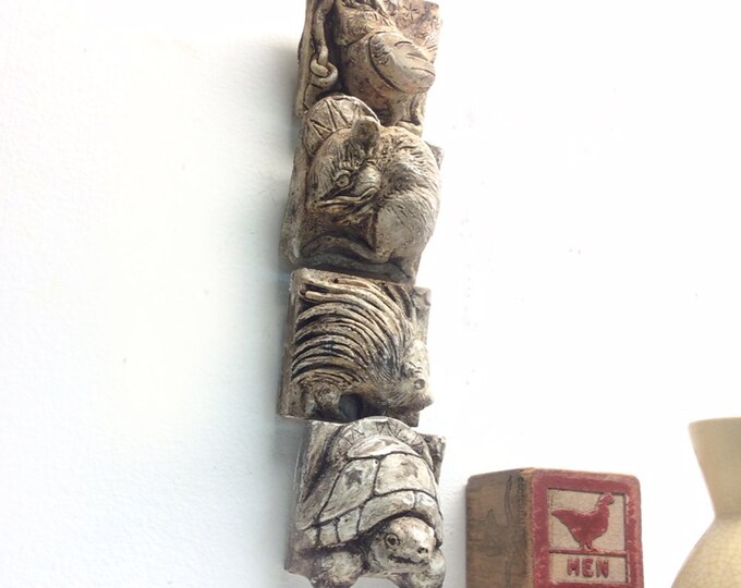 Stacked Animal Tiles, Set of 4, Wall Sculpture, Decorative Tiles ...