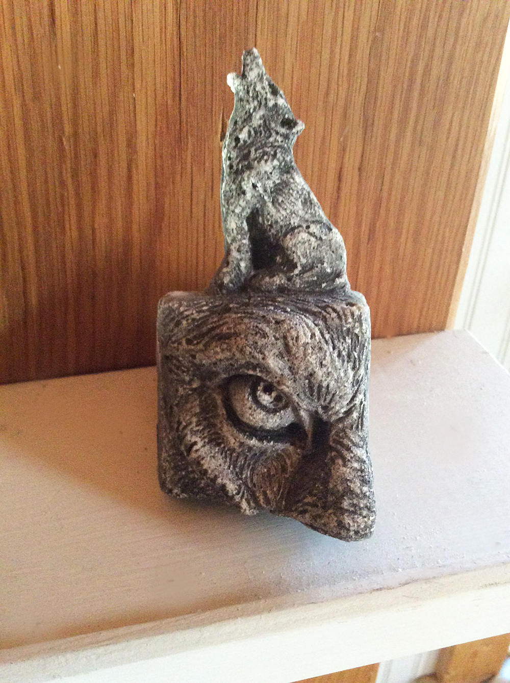 Wolf bas relief art tile stone howling wolf pagan decor | Etsy