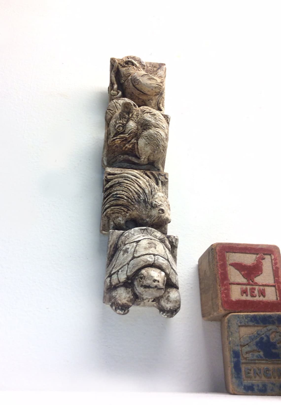 Stacked Animal Tiles Set of 4 Wall Sculpture Decorative | Etsy