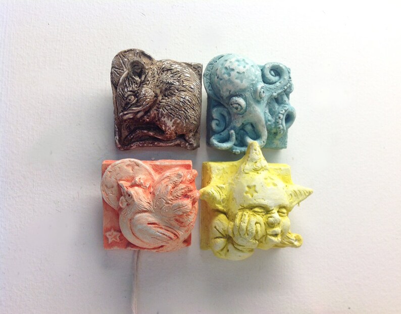 Animal Bas Relief Art Tiles Set of 4 Tile Plaques Cast Stone - Etsy