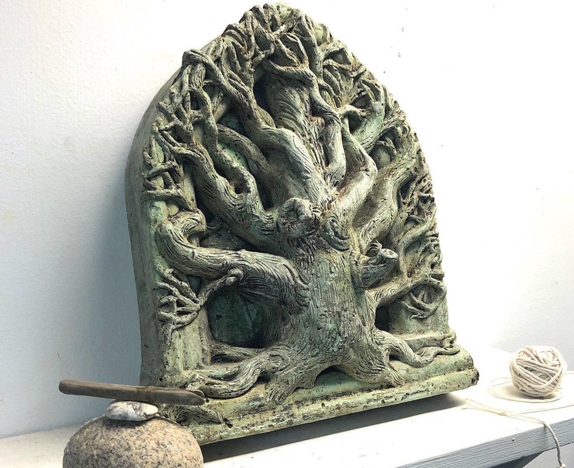 Large Bas Relief Oak Tree Garden Sculpture Tile Architectural - Etsy