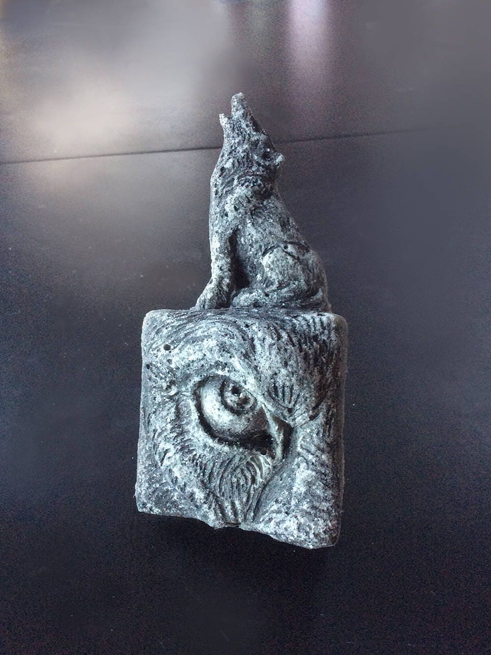 Wolf bas relief art tile stone howling wolf pagan decor | Etsy