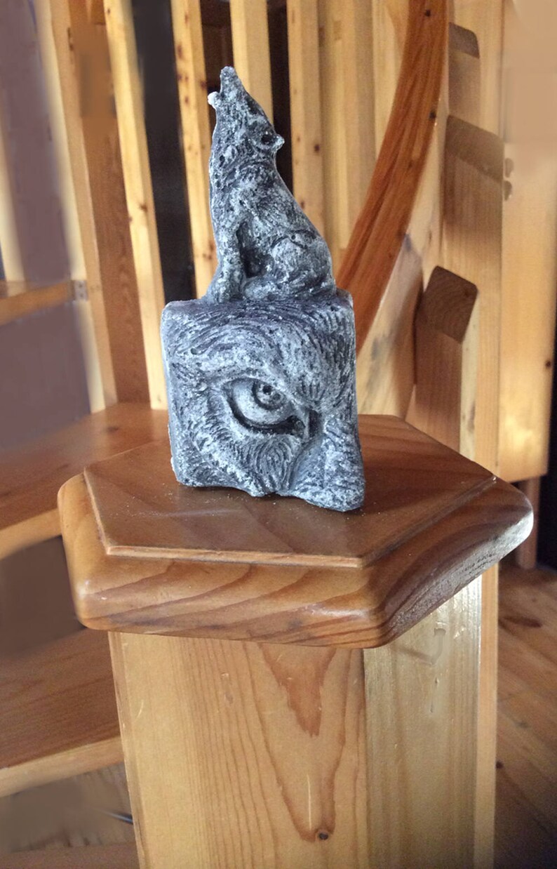 Wolf Bas Relief Art Tile Stone Howling Wolf Pagan Decor - Etsy