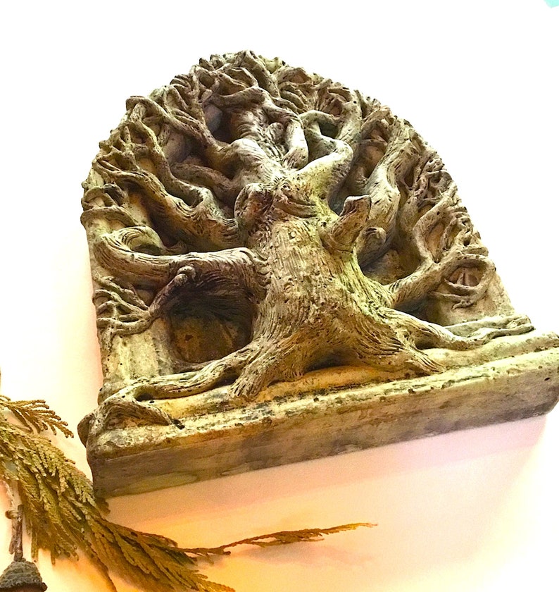 Large Bas Relief Oak Tree Garden Sculpture Tile Architectural - Etsy