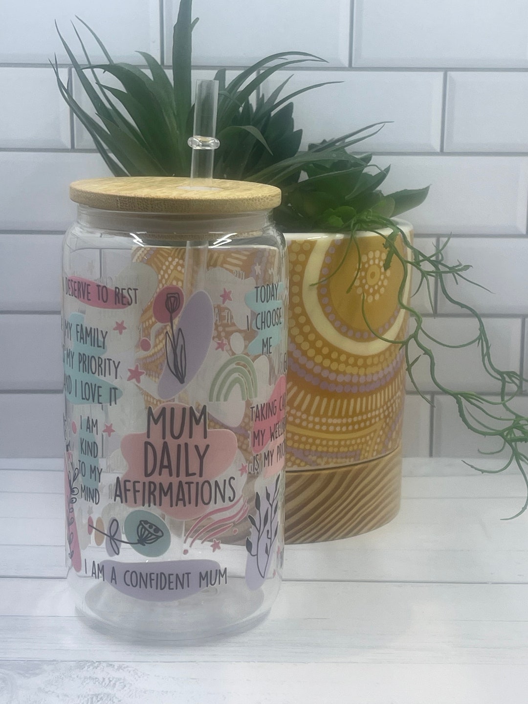 16oz Mum Affirmations Glass Coffee Cups - Etsy