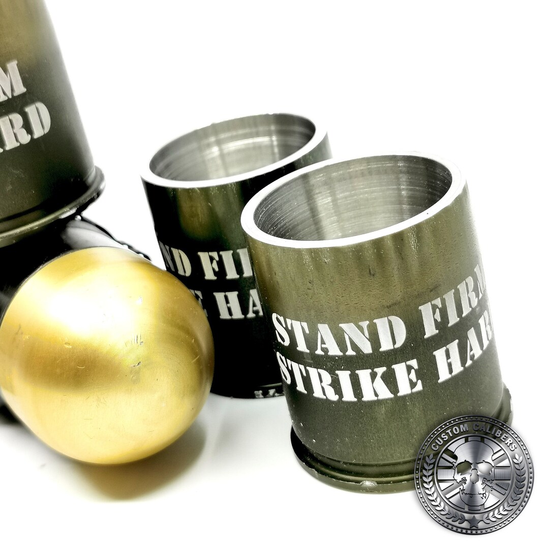 Custom Engraved 40mm Grenade Shot Glass - Military Gift With Gift Box ...