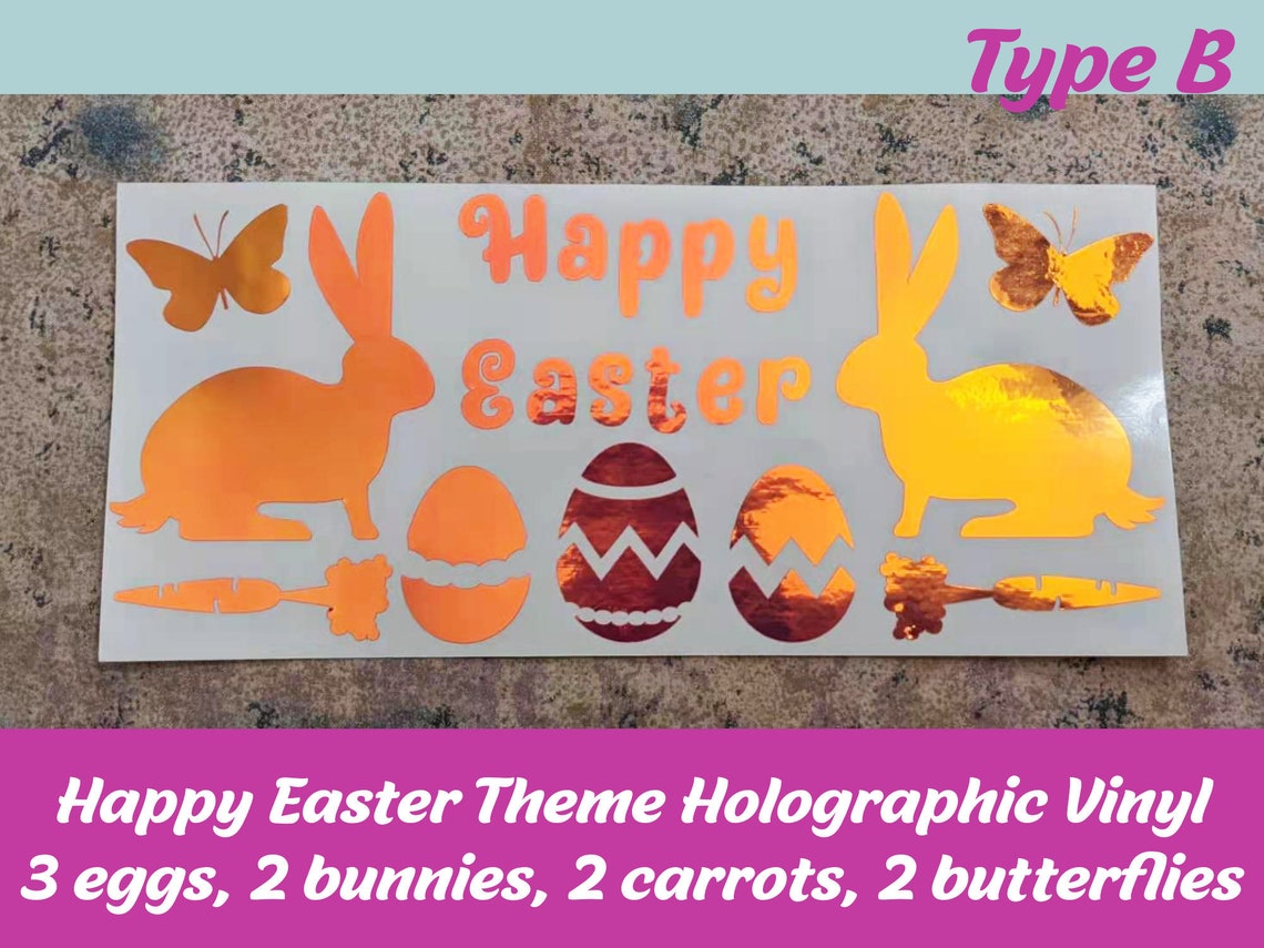 Happy Easter Adhesive Vinyl Decal Sticker Easter Eggs - Etsy UK