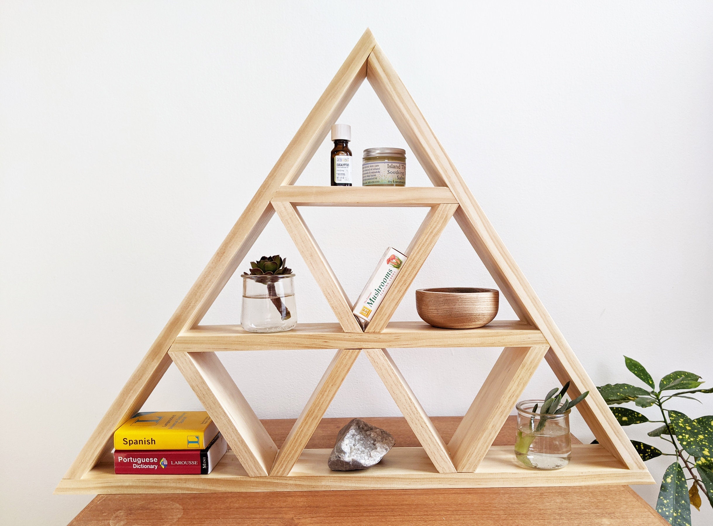 Handmade Wood Pyramid Triangle Shelf / Display - Etsy UK