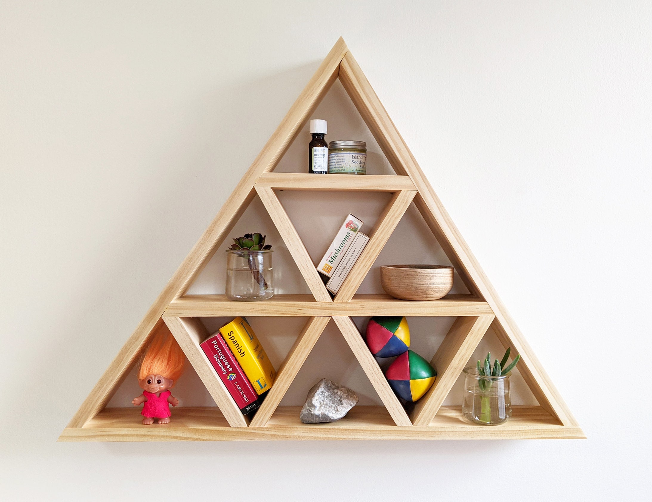 Handmade Wood Pyramid Triangle Shelf / Display - Etsy UK