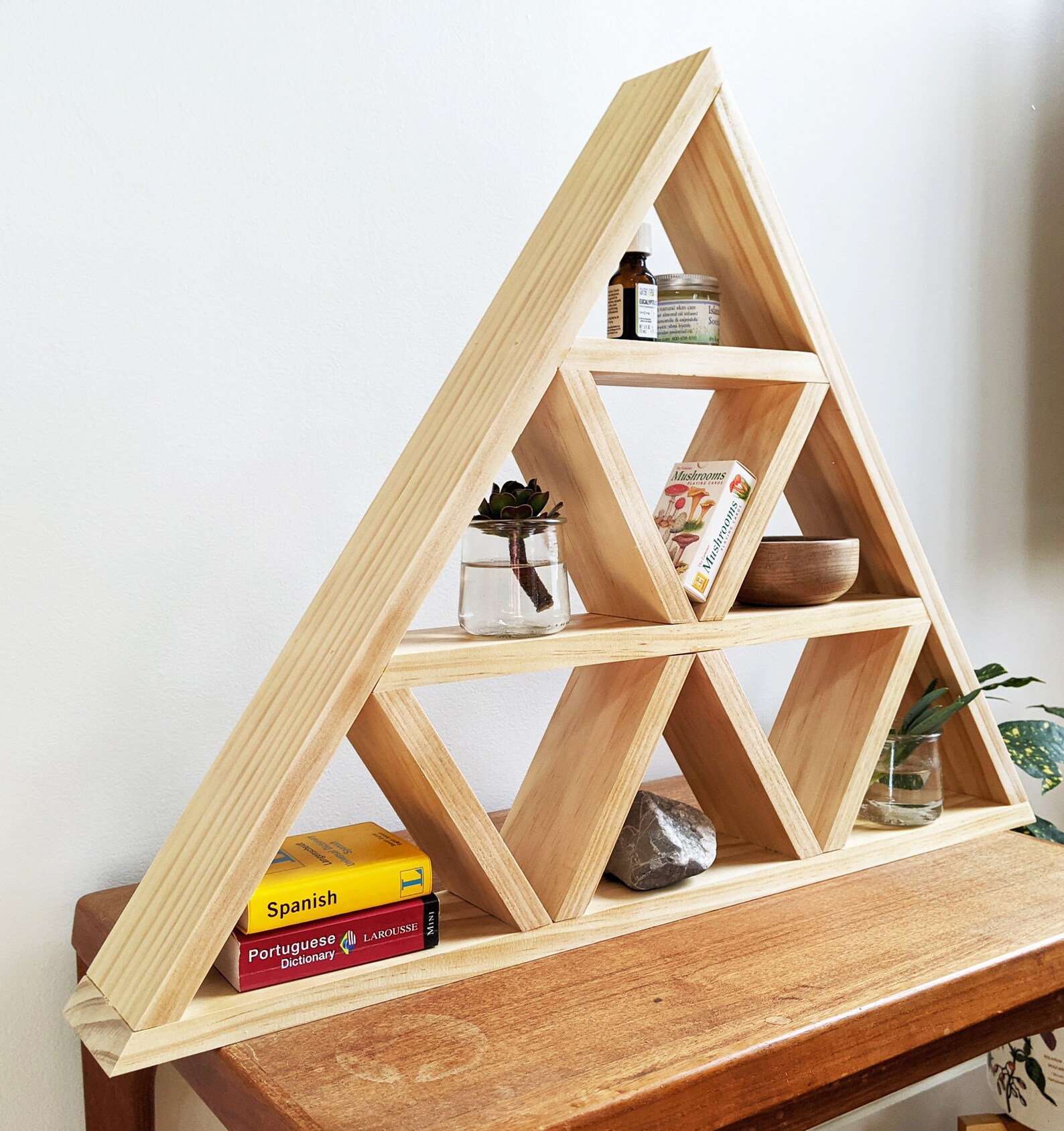 Handmade Wood Pyramid Triangle Shelf / Display - Etsy UK