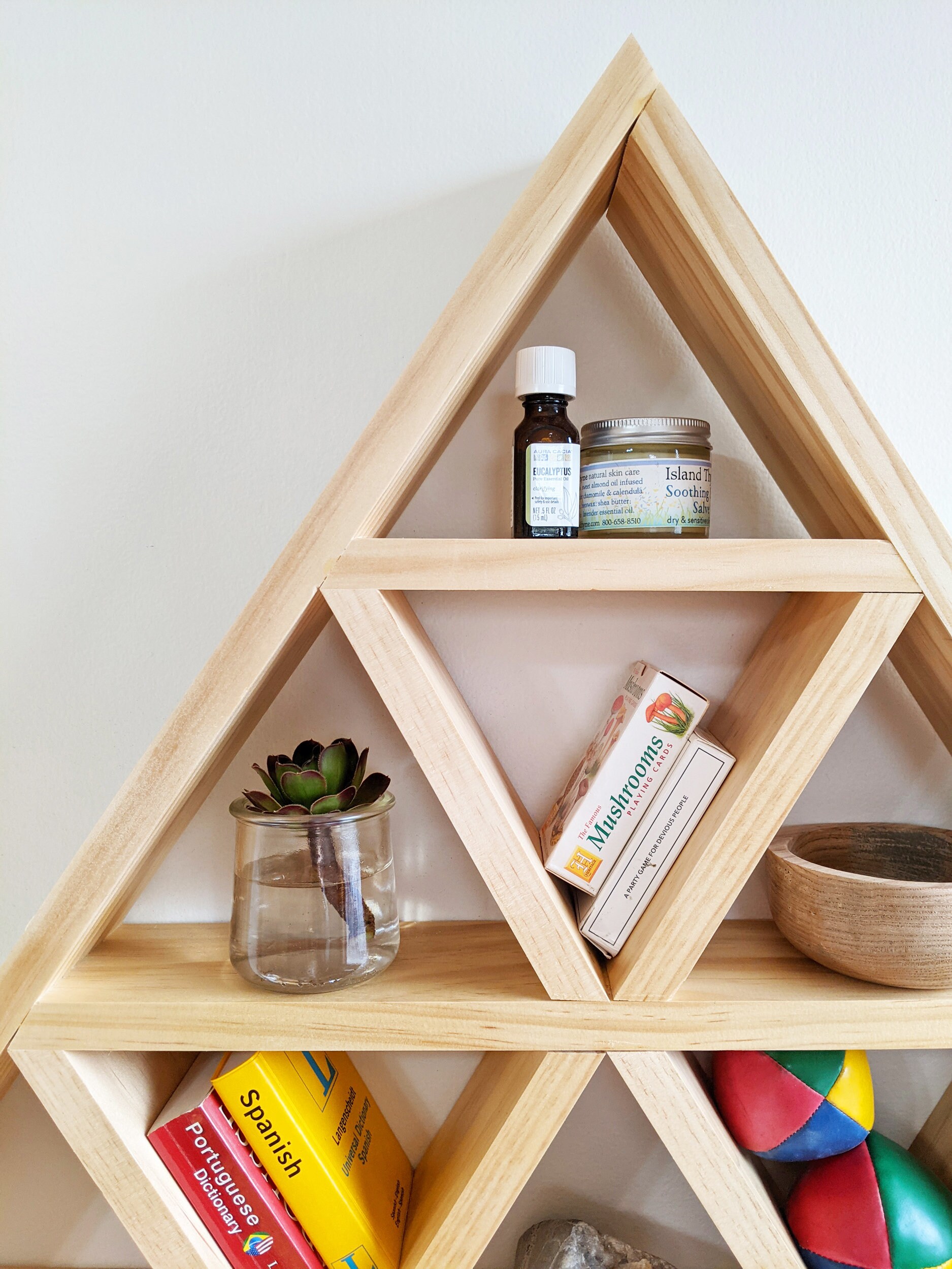 Handmade Wood Pyramid Triangle Shelf / Display - Etsy UK