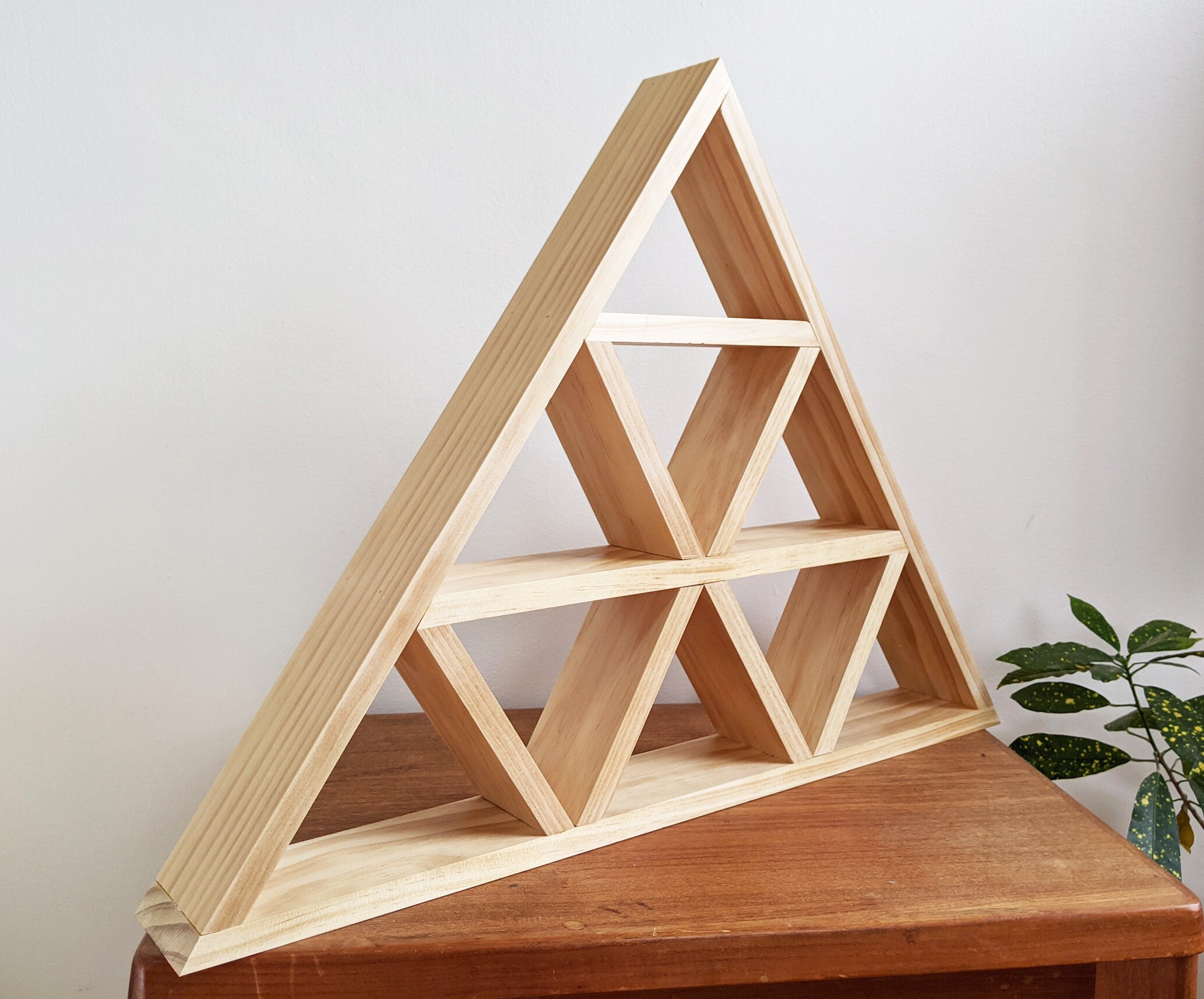 Handmade Wood Pyramid Triangle Shelf / Display - Etsy UK