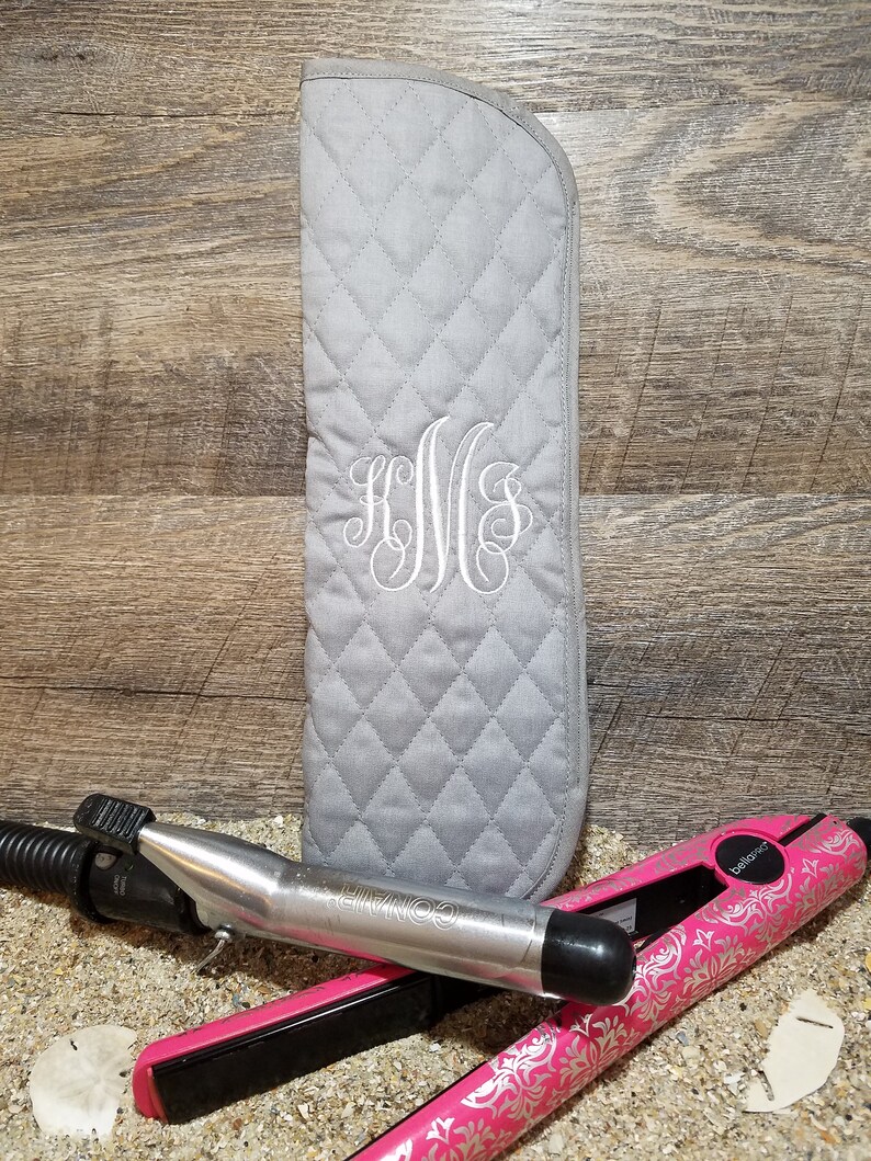 Solid GRAY Flat/curling Iron Bag Monogram Included; Many Color Options ...