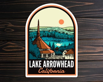Vintage 1950's Style Lake Arrowhead CA California Retro Travel Decal ...