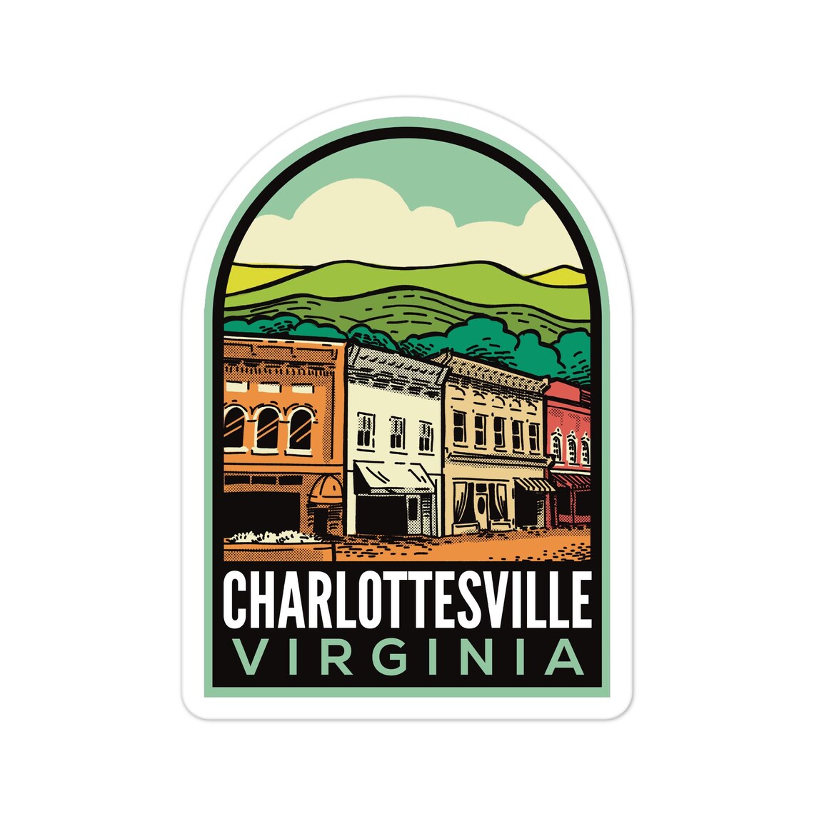 Charlottesville Virginia Historic Downtown - Vinyl Sticker - Etsy