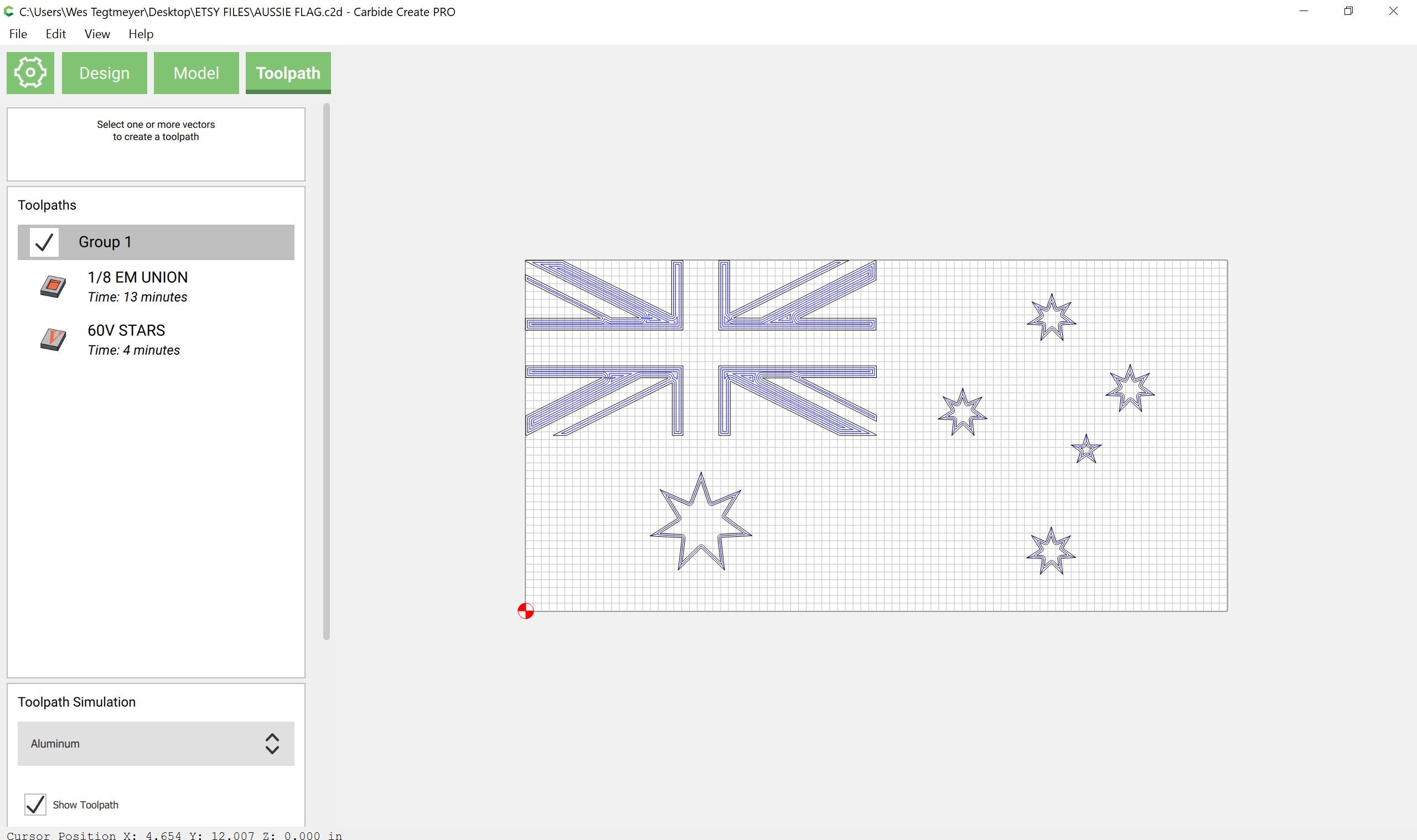 Australian Flag SVG File and C2d Carbide Create File With Tool Paths - Etsy