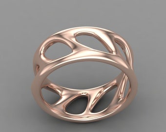 Modern Three Rows Platinum & 18k Rose Gold Mens Band Ring - Etsy