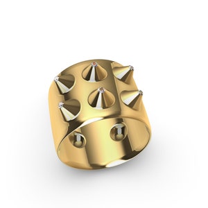 Modern Design Gold & Diamonds Spike Ring - Etsy