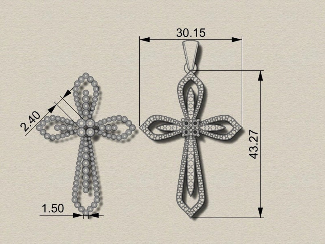 Diamonds Cross Pendant 3D CAD Model - Etsy