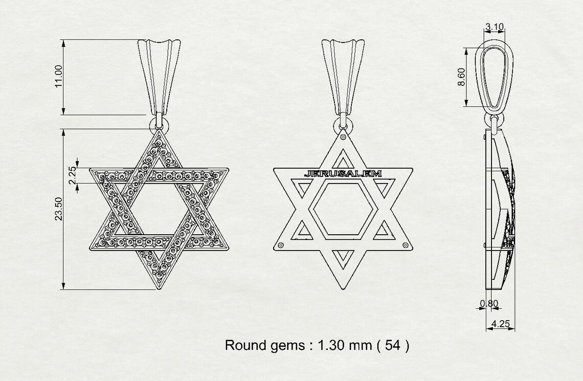 Star of David Pendant 3D CAD Digital Model STL File - Etsy