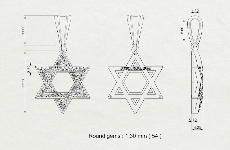 Star of David Pendant 3D CAD Digital Model STL File - Etsy