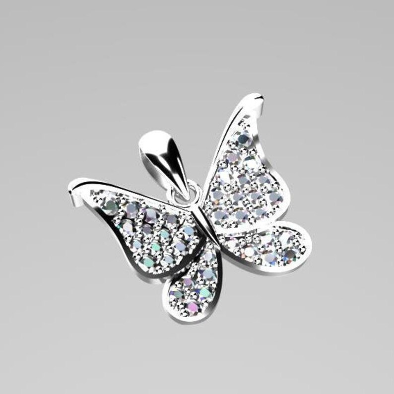 Butterfly Diamond Pendant 3D CAD Design - Etsy