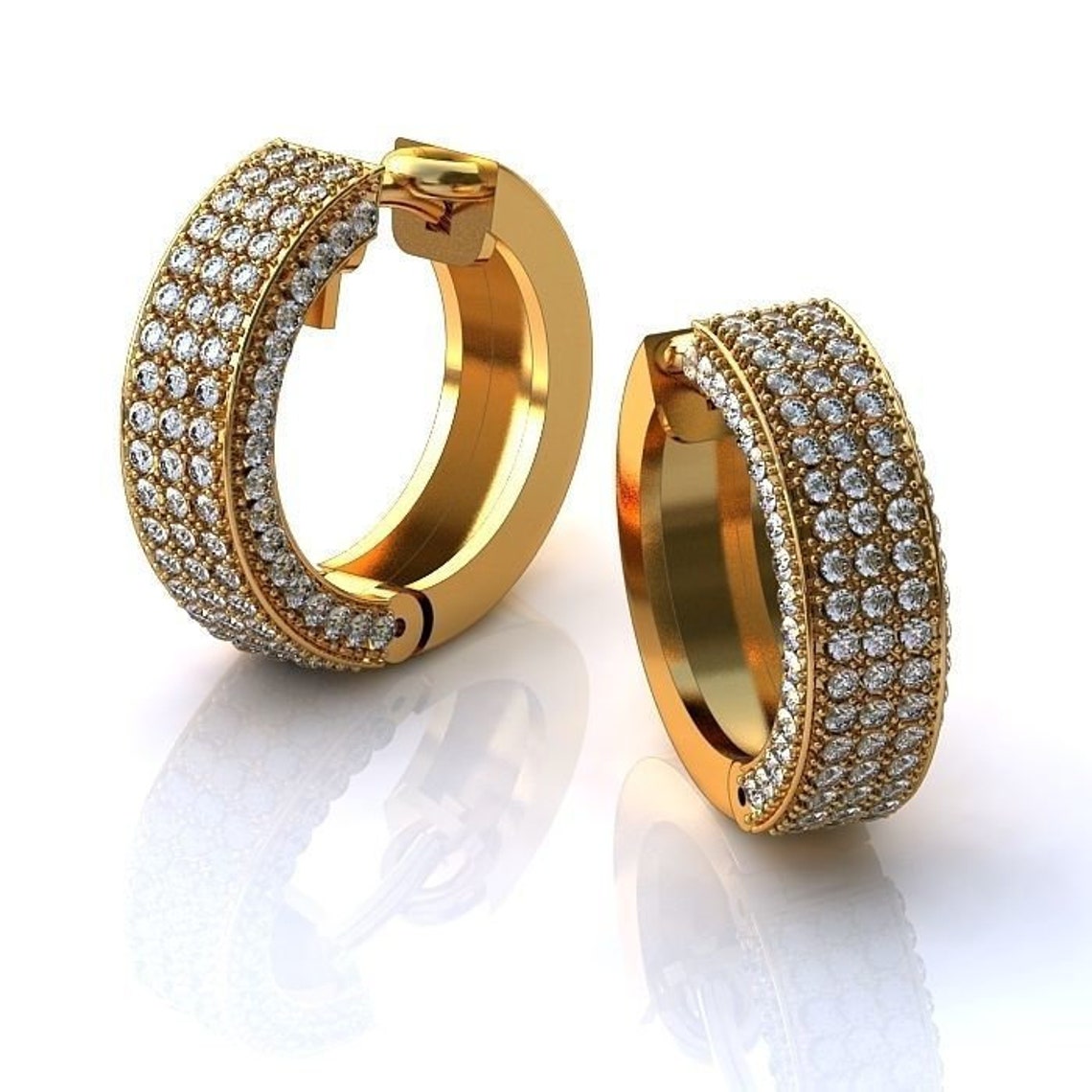 Clips Diamond Earrings 3D CAD Design - Etsy