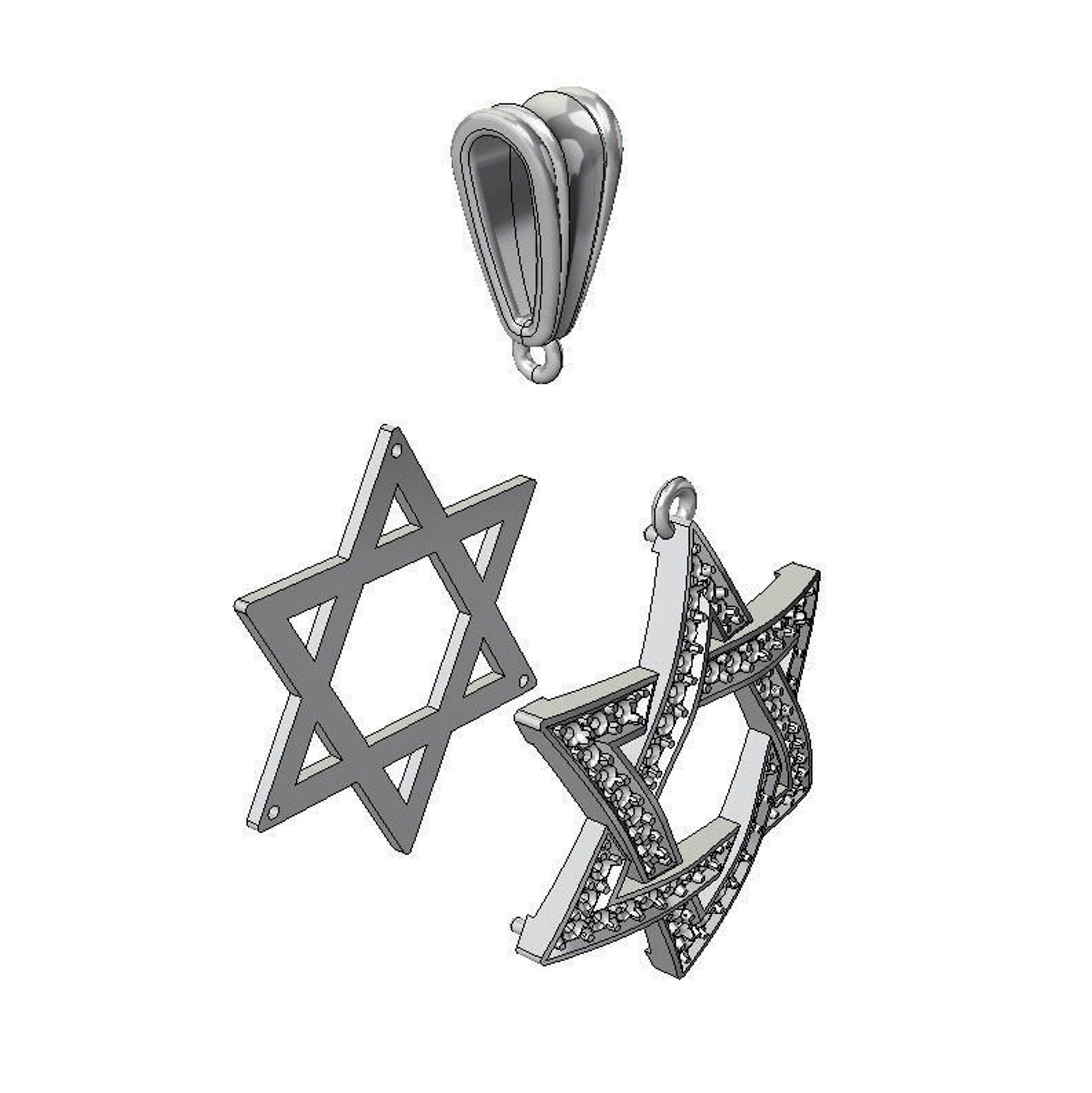 Star of David Pendant 3D CAD Digital Model STL File - Etsy