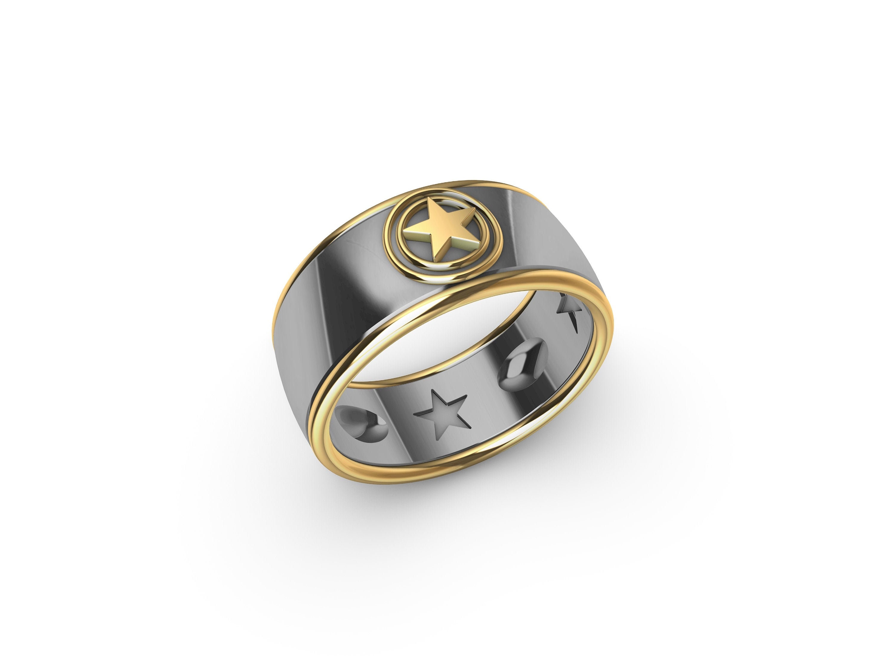 Captain America Platinum & Gold Band Ring - Etsy