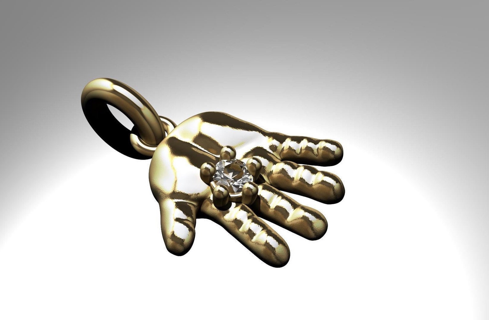 Baby Foot or Hand Gold & Diamond Pendant - Etsy