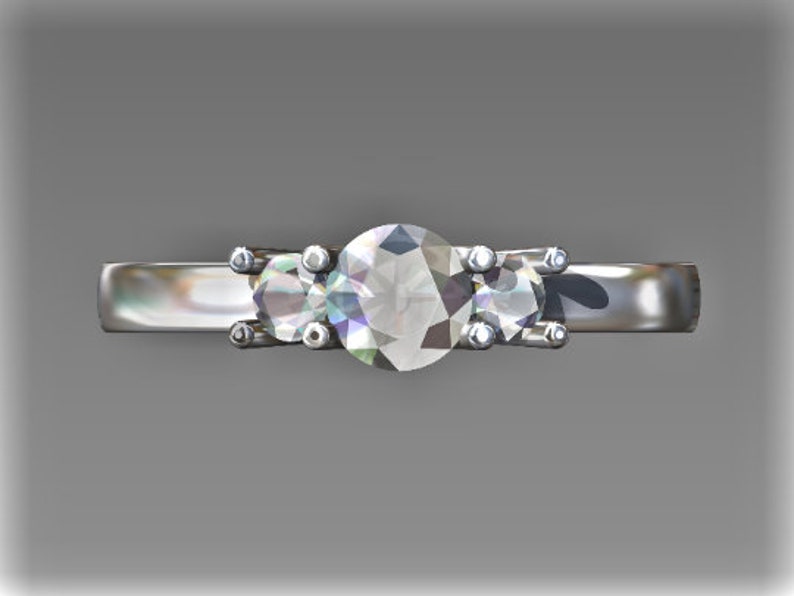 Modern Three Stone Ring 3D CAD - Etsy