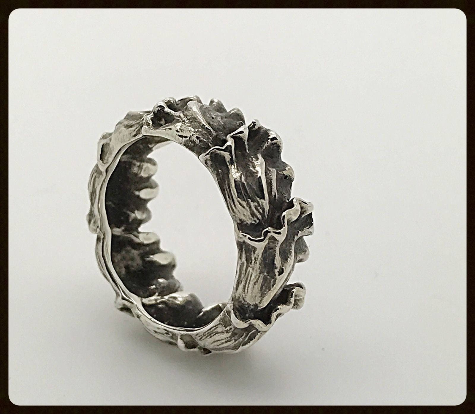 Grapes Leaves Silver Band Ring - Etsy