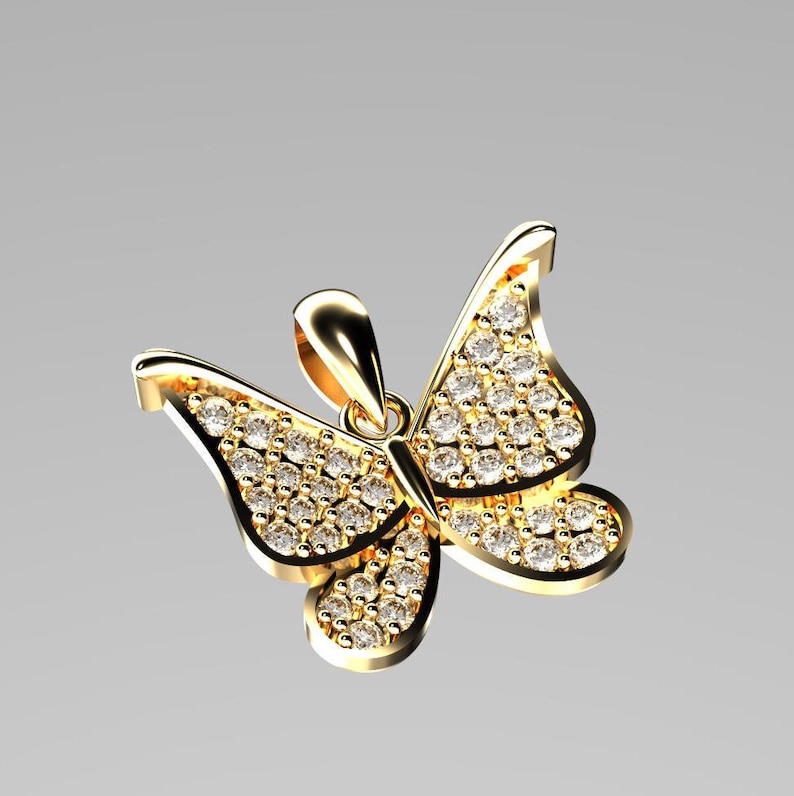 Butterfly Diamond Pendant 3D CAD Design - Etsy