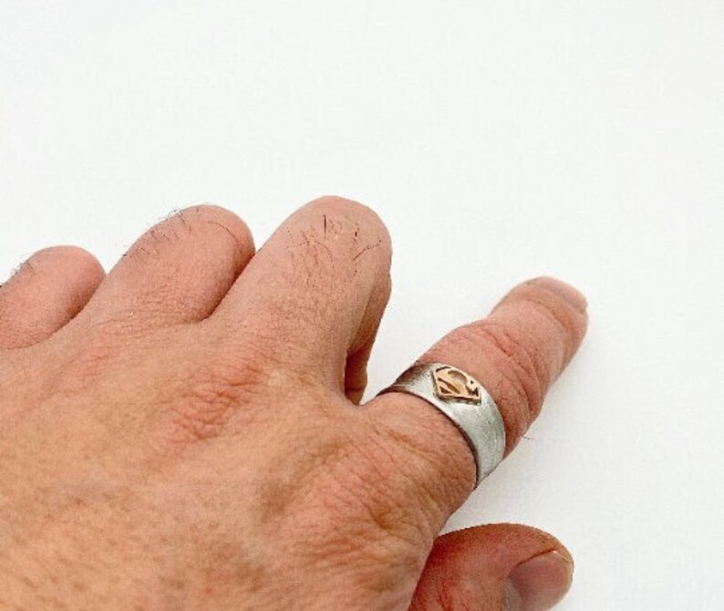 Superman Platinum & Gold Band Mens Ring - Etsy