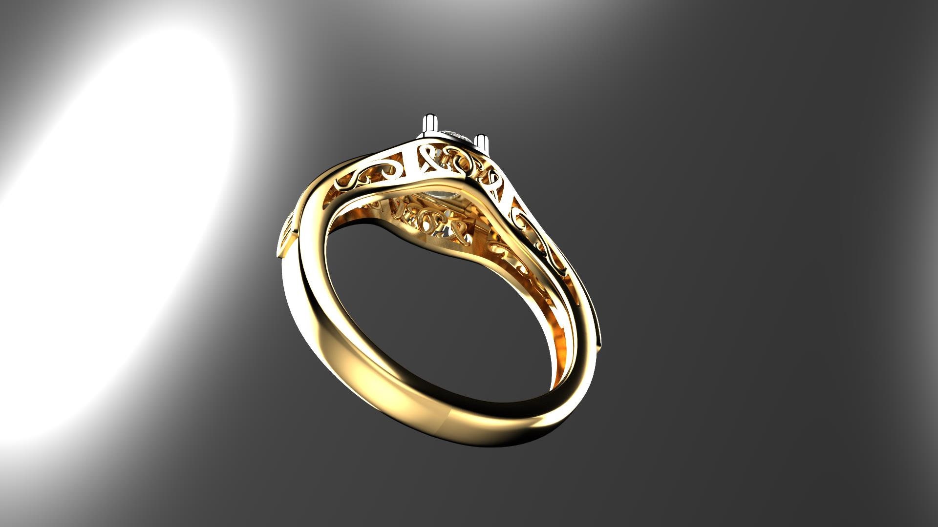 Solitaire Ring STL Printable File 3D Model CAD Design - Etsy