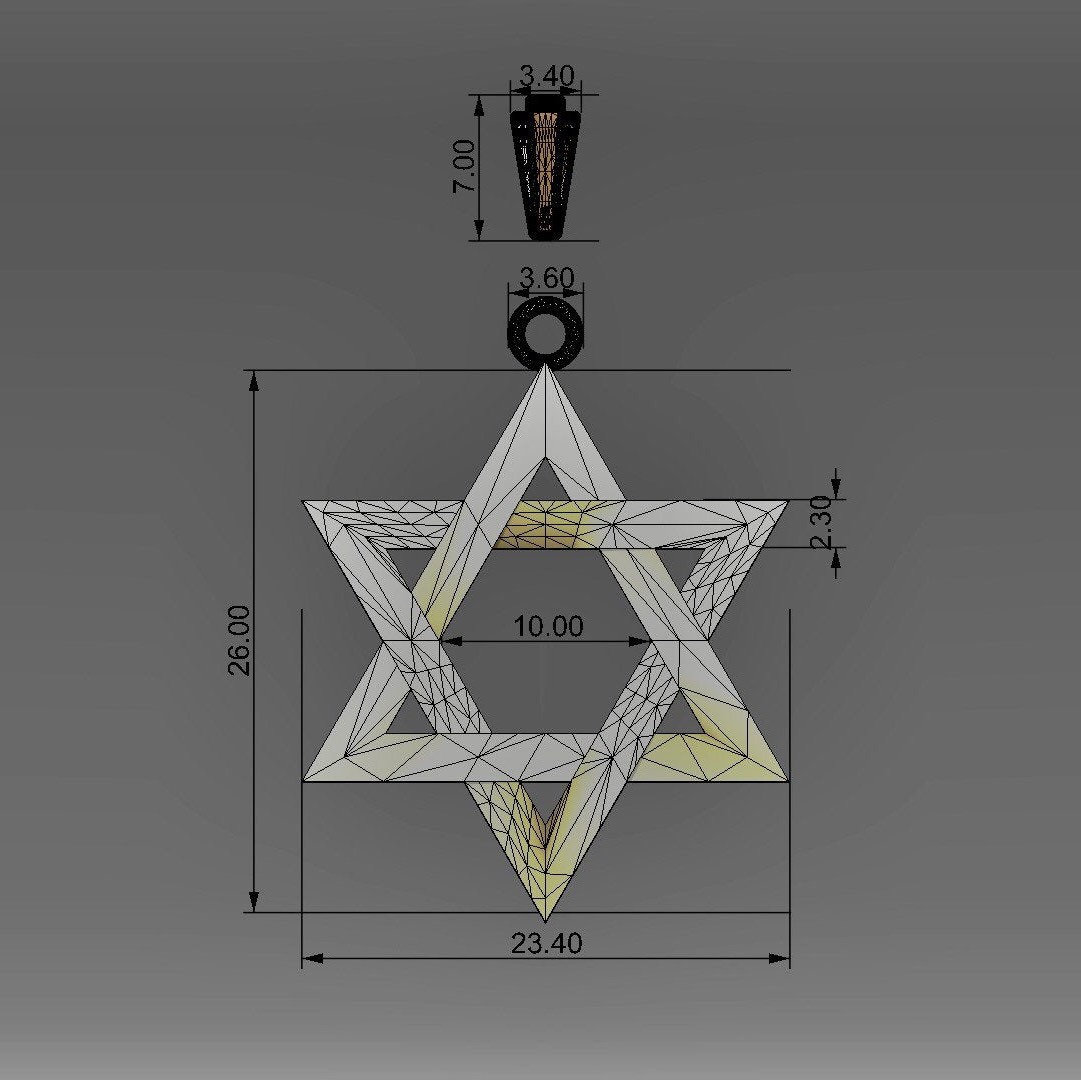 Star of David Pendant 3D CAD Model STL File - Etsy