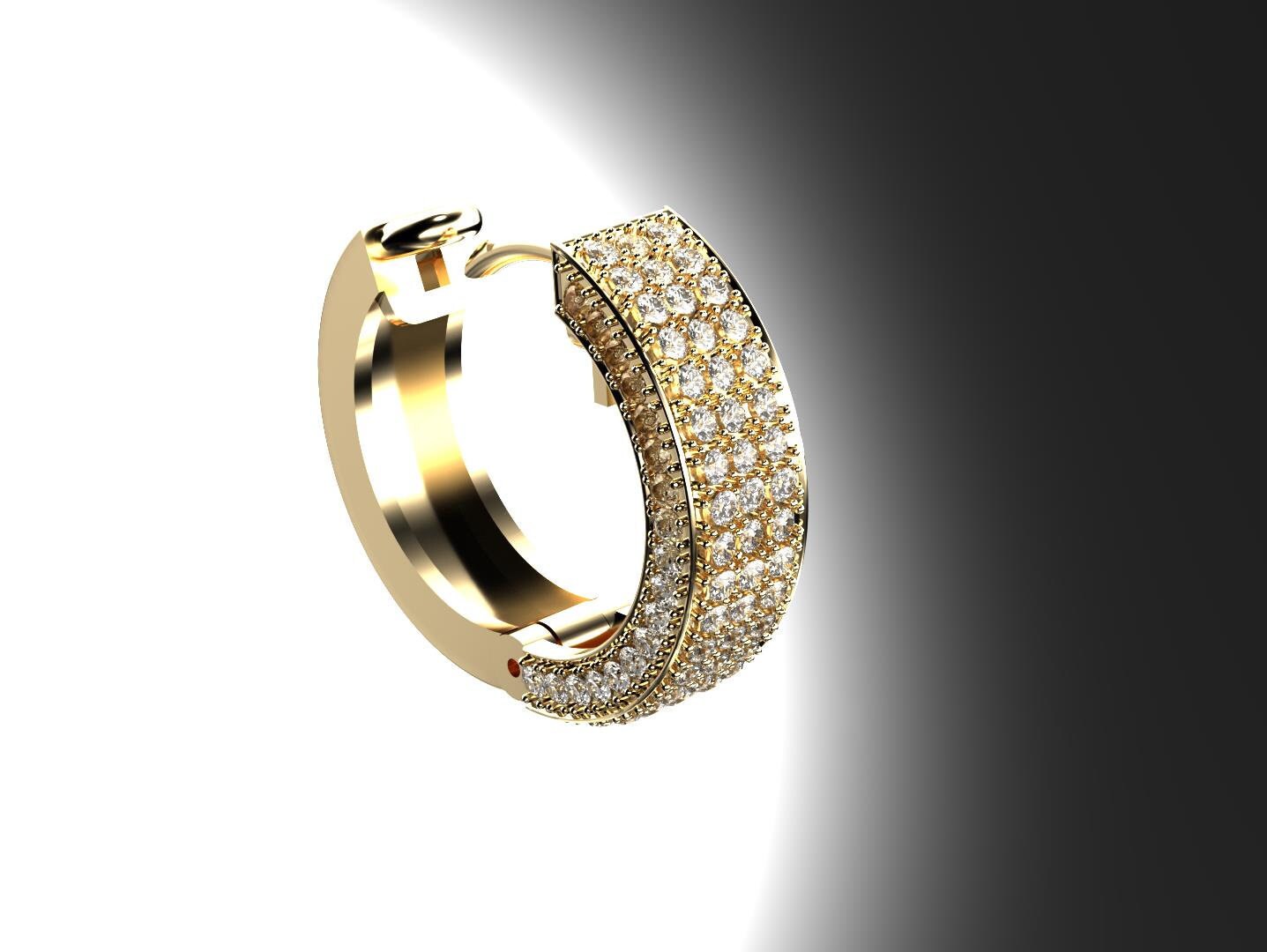 Clips Diamond Earrings 3D CAD Design - Etsy