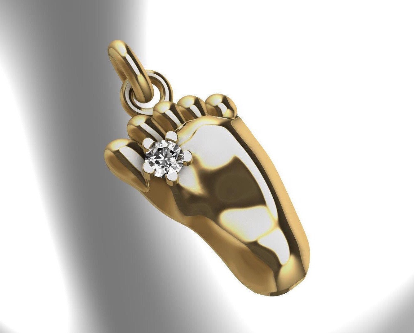 Baby Foot or Hand Gold & Diamond Pendant - Etsy