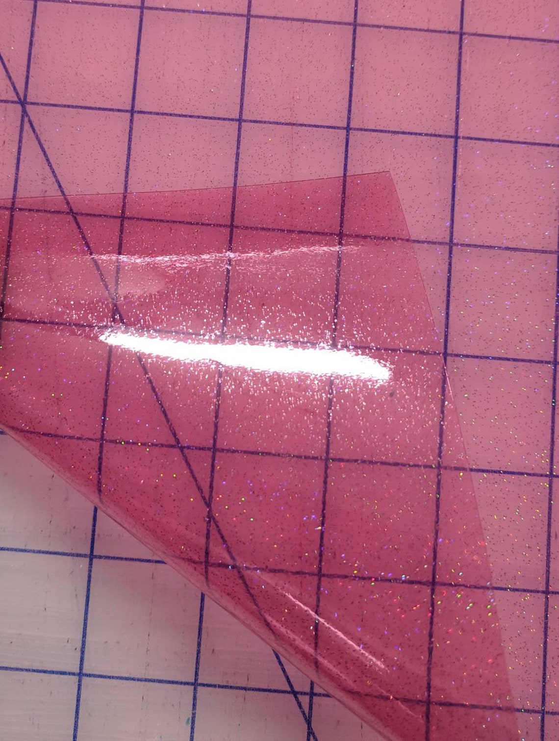 Red Tinted Glitter Jelly Vinyl Sheet - 9x12" Sheet Embroidery PVC Film ...
