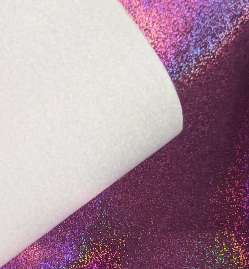 Pink Sparkle Holographic Embroidery Vinyl, 9x12" SHEET, Canvas Backed ...